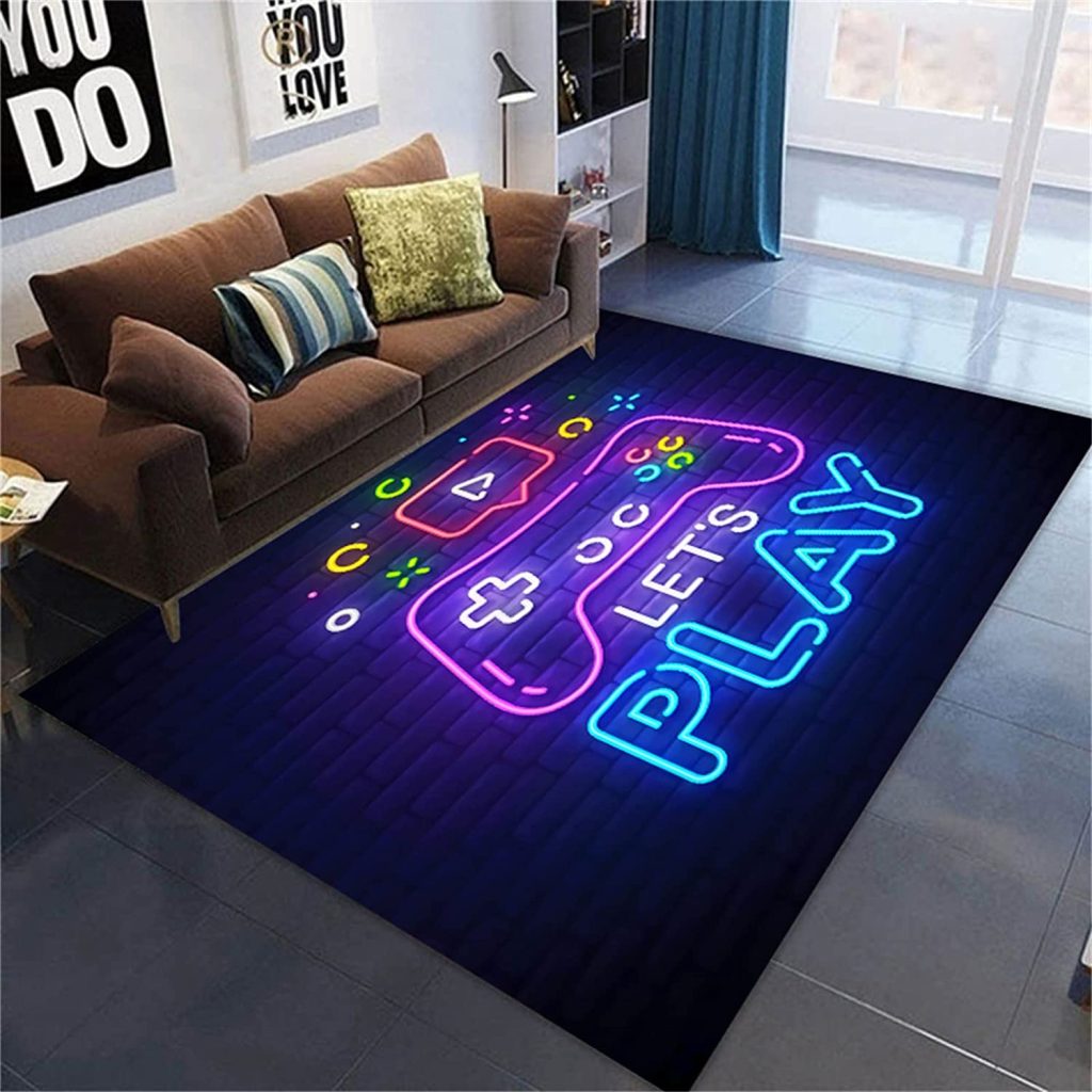 Alfombra gamer para el suelo de tu zona de ocio. ¡Decoración de los 80!